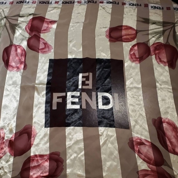 Fendi | Accessories | Vintage Fendi Logo Silk Scarfwrap With Oversized ...
